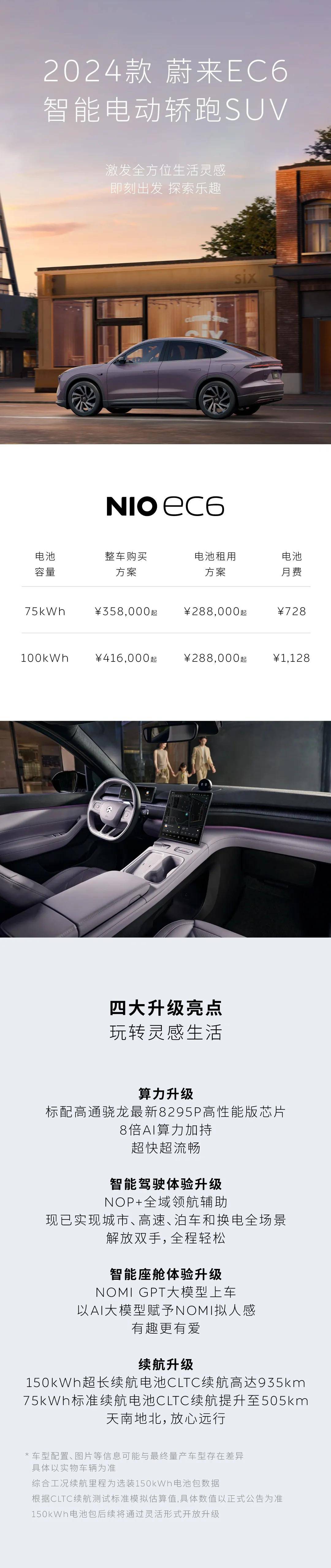 2024款蔚来EC6发布，搭载高性能骁龙 8295P 芯片_搜狐汽车_搜狐网