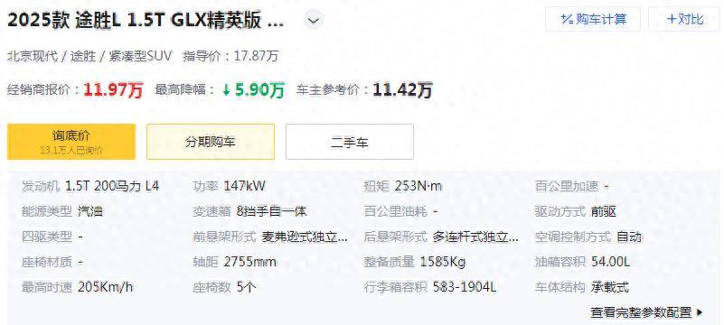 优惠59000却没销量，1.5T 200马力＋8AT，现代途胜L为啥卖不动？_搜狐汽车_搜狐网