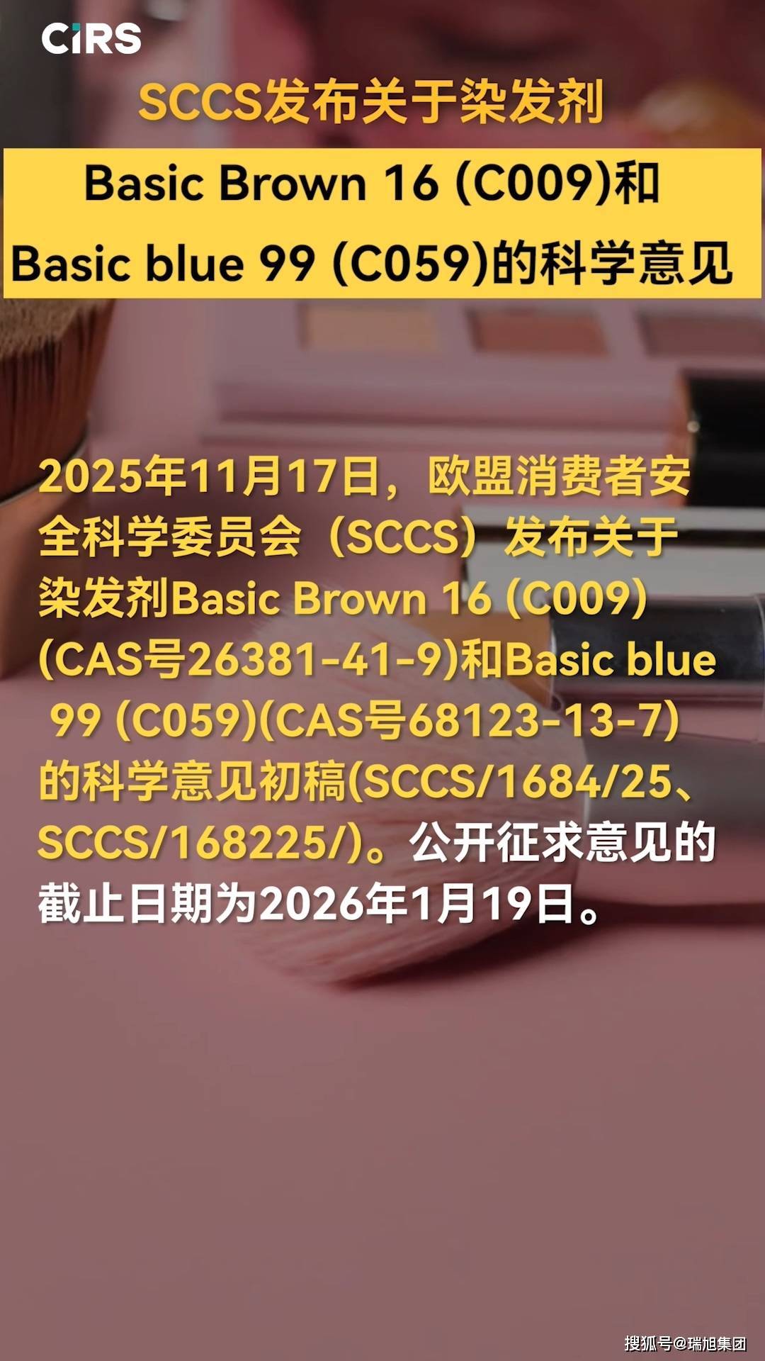 SCCS发布关于染发剂Basic Brown 16 (C009)和Basic blue 99 (C059)的科学意见_搜狐网
