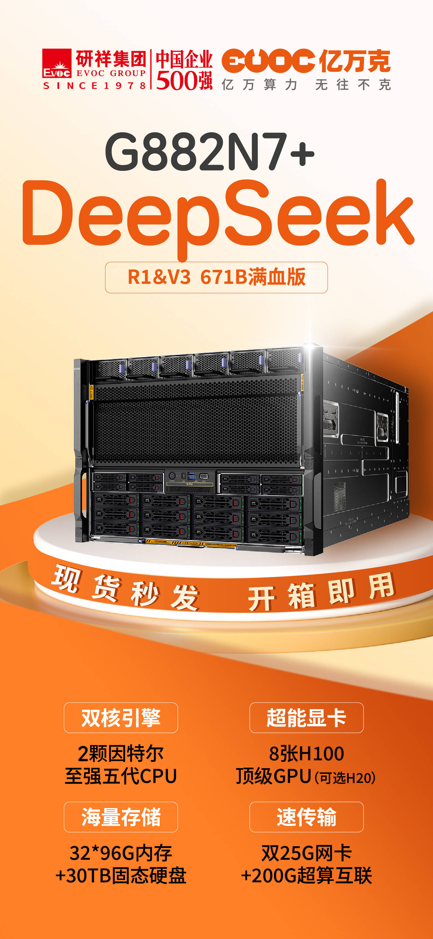 DeepSeek 671B满血版专供！亿万克G882N7+ 现货直发_模型_NVLink_数据