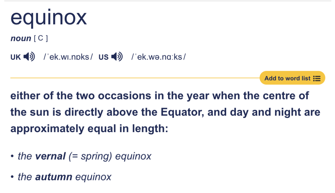 此后白昼比夜晚长！“春分”英文能说“Spring Separation”吗？_Equinox_the_night