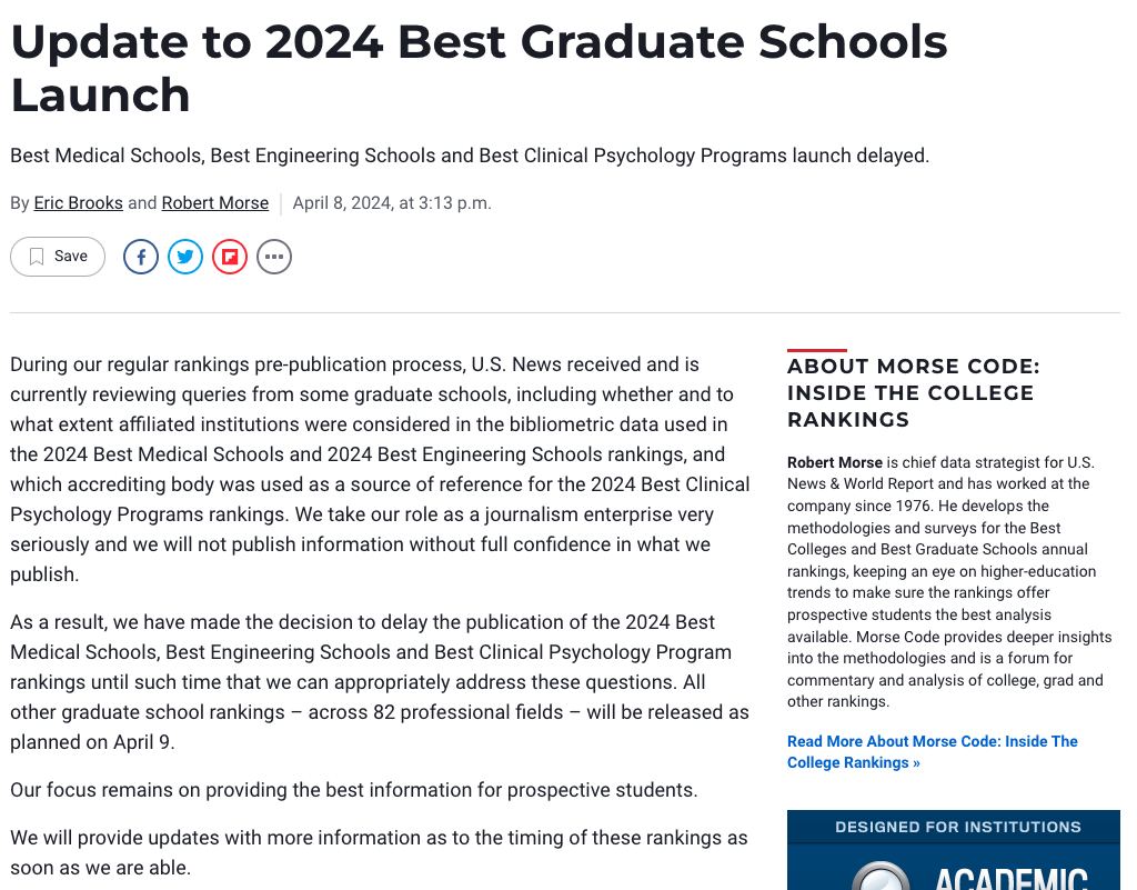 2024-2025 U.S. News全美最佳研究生院排名发布！斯坦福夺得商科榜首！_大学_评估_院校