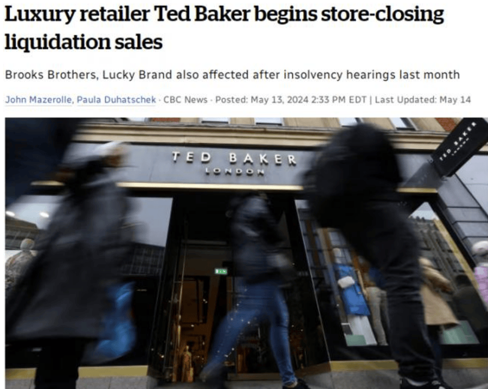 薅羊毛！加拿大三个知名品牌倒闭，全部清仓甩货_Baker_Ted_Brand