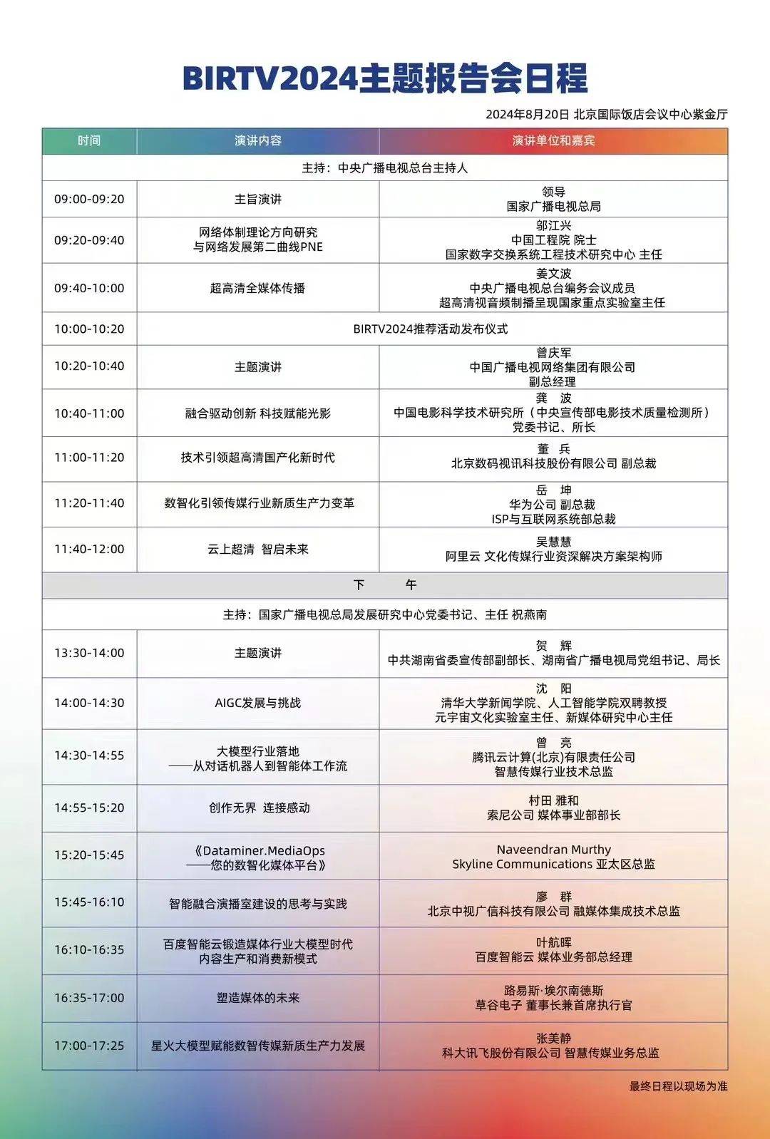 BIRTV2024｜1场主题报告会＋12场专题论坛，这些亮点不容错过！_应用_发展_议题