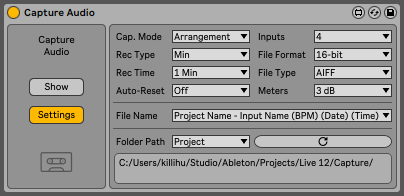 killihu 发布 Capture Audio 工具，为 Ableton Live 提供音频捕捉解决方案_功能_广告_轨道